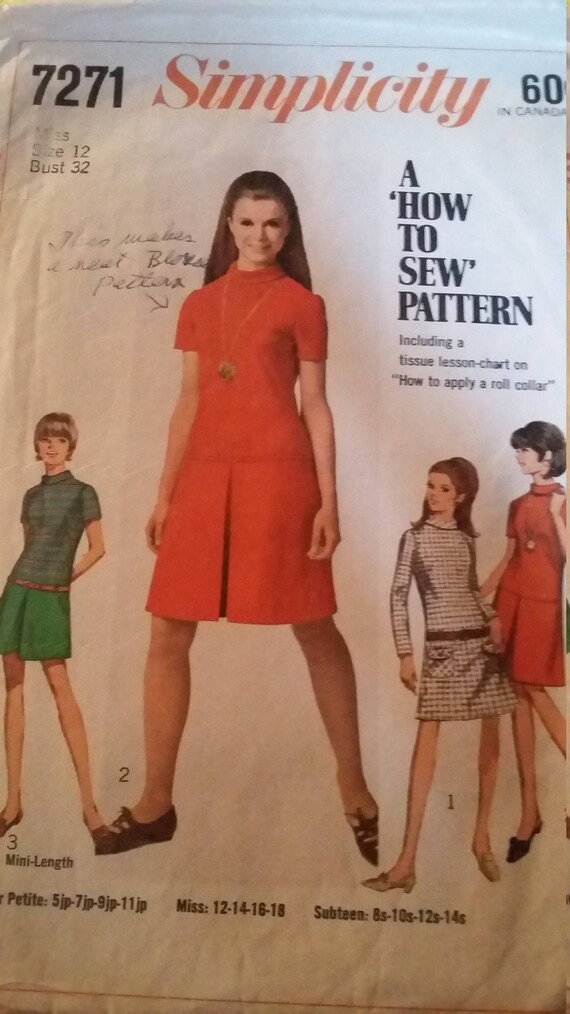 Vintage Simplicity Sewing Pattern Size 12 Dress in Two Lengths - Etsy