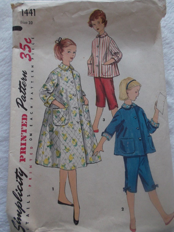 Vintage 1950s Simplicity Pattern 1441 Girl's Housecoat | Etsy