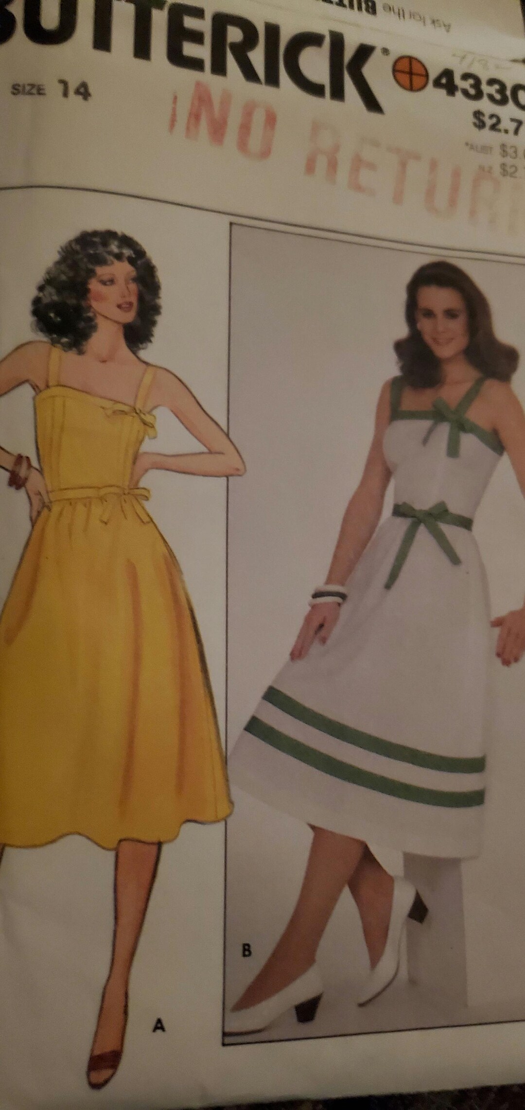 UNCUT and FF Pattern Pieces Butterick 4330 Sewing Pattern Sun Dress ...
