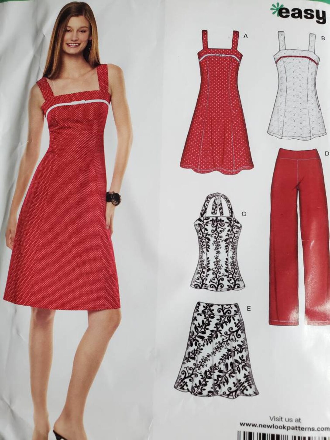 New Look 6789 Sewing Pattern Sizes 6-16 Sundress, Halter Top, Skirt and ...