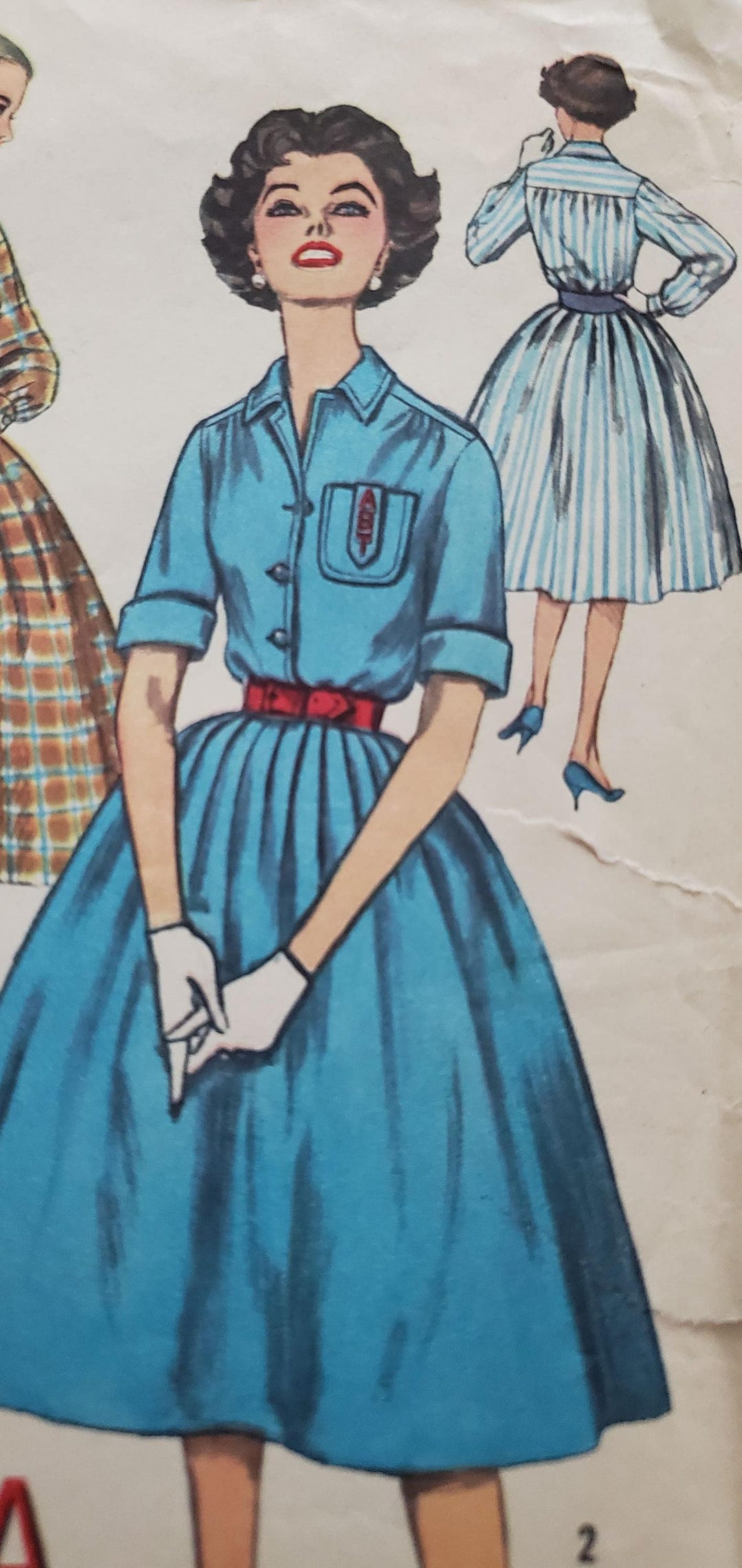 1960s Simplicity 2627 Sewing Pattern One Piece Dress Wmbroiery Transfer ...