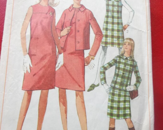 Vintage Simplicity 7236 Sewing Pattern Size 16 Jacket, Dress or Jumper ...