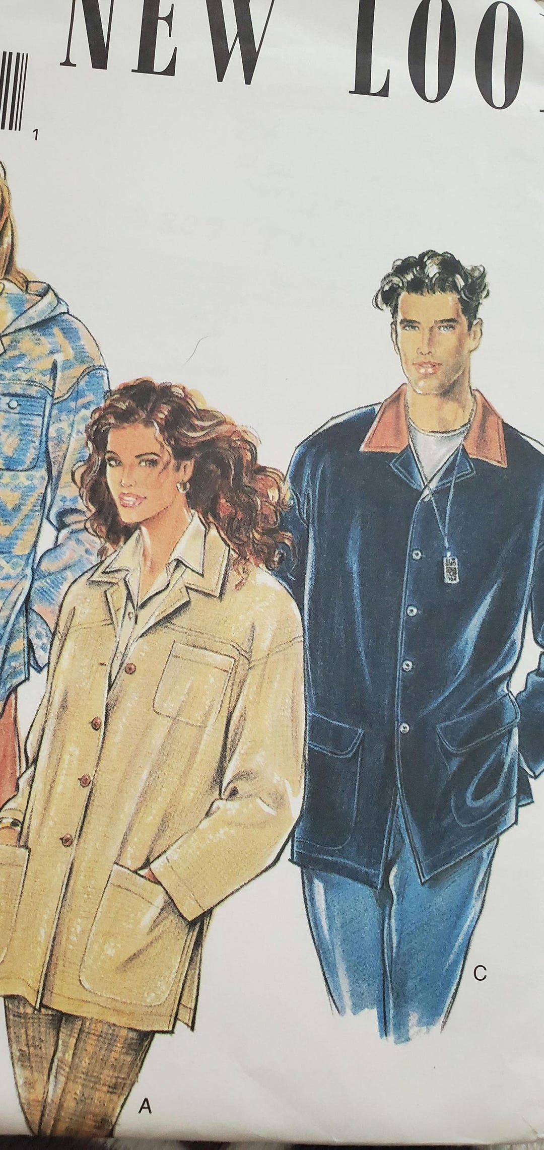UNCUT and FF Pattern Pieces Vintage New Look 6288 Pattern Unisex ...