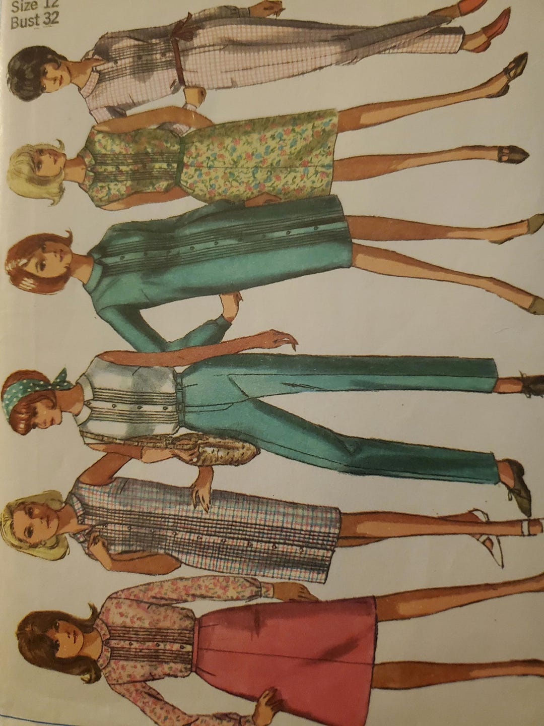 Size 12 1960s One Piece Dress and Blouse, Skirt and Slacks Simplicity ...