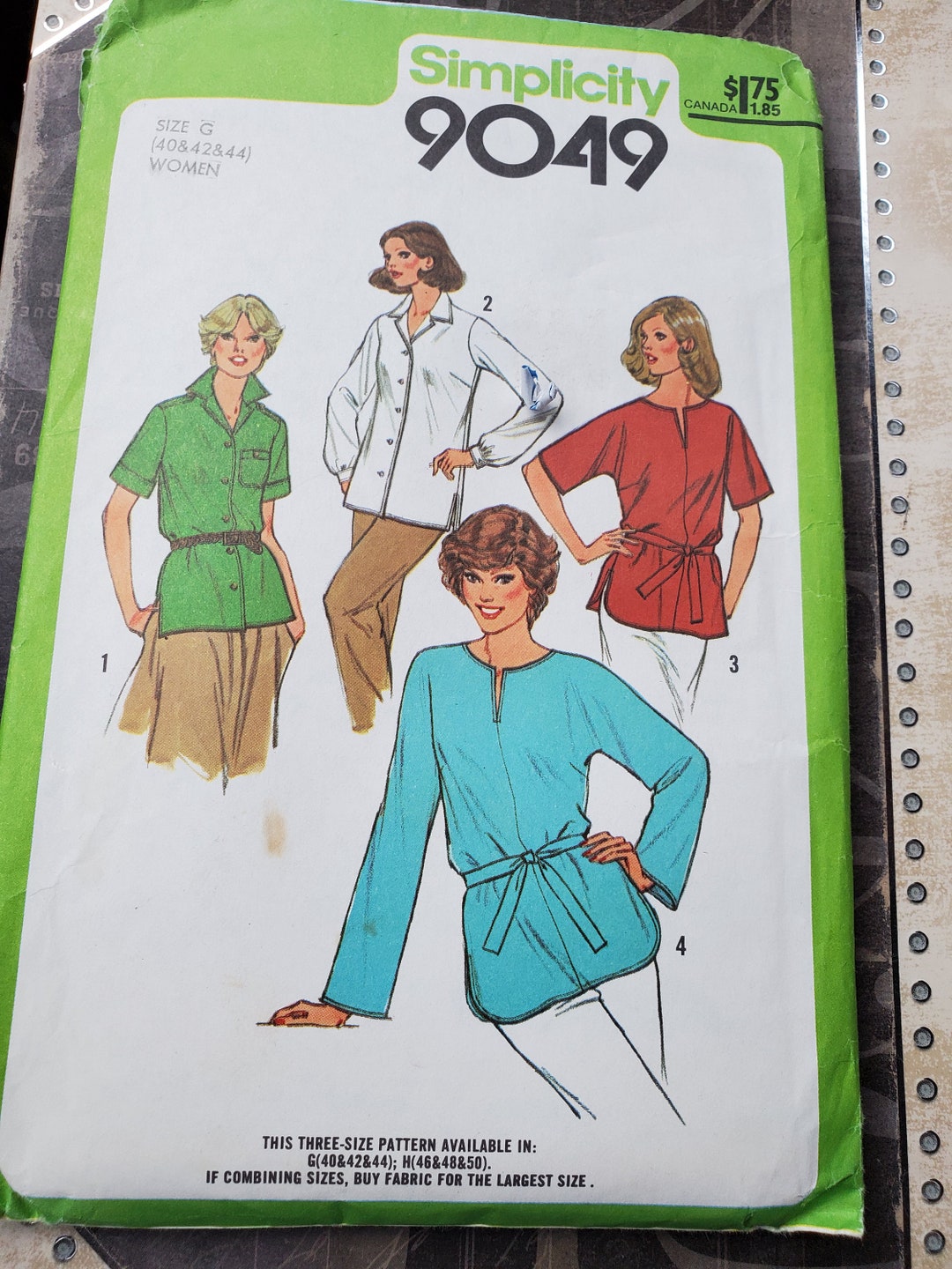 Simplicity 9049 Sewing Pattern Tunics and Tie Belt Seventies Fashion ...