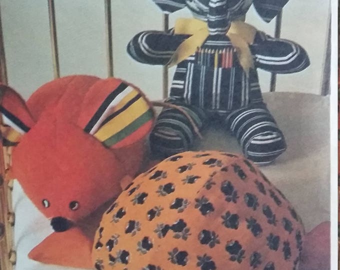 Vintage Butterick 3419 Sewing Pattern Colorful Animal Toys (elephant ...