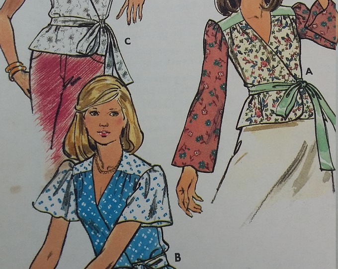 Vintage Butterick 3554 Sewing Pattern Size 12 Wrap Front Blouses - Etsy