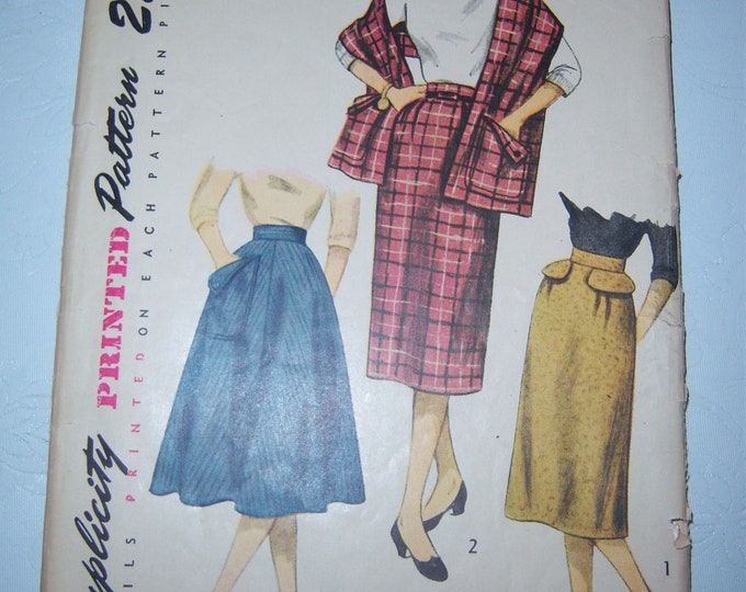 Vintage 1950s Simplicity Sewing Pattern 3659 Teen Age Skirts and Stole ...