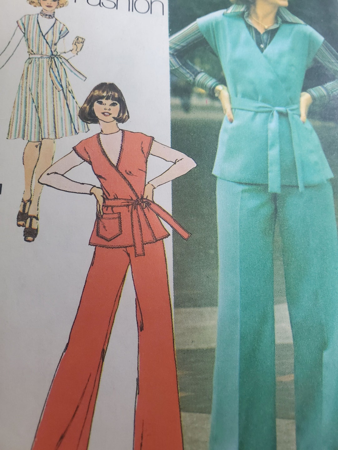Front Wrap Jumper or Top and Pants 70s Contemporary Fashion Size 10 ...