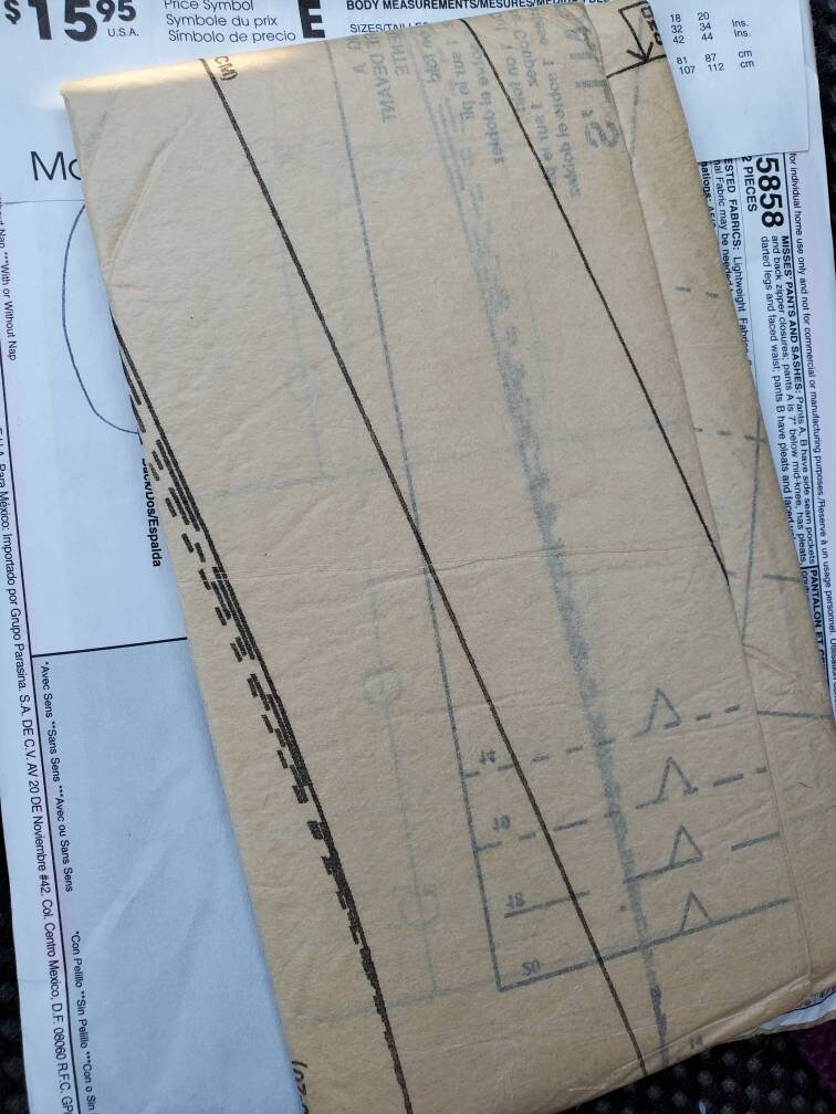 McCalls 5858 sewing pattern pants and sashes sizes 14-16-18-20 UNCUT/FF ...