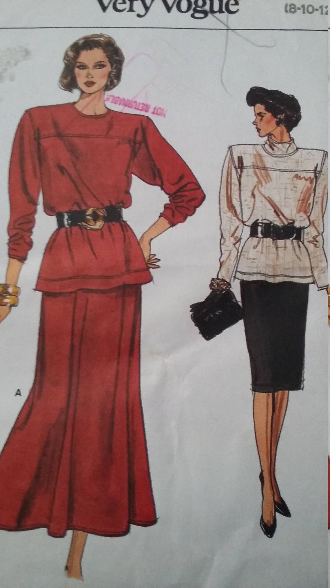 UNCUT and FF Pattern Pieces Vintage Vogue 9771 Sewing Pattern Top and ...