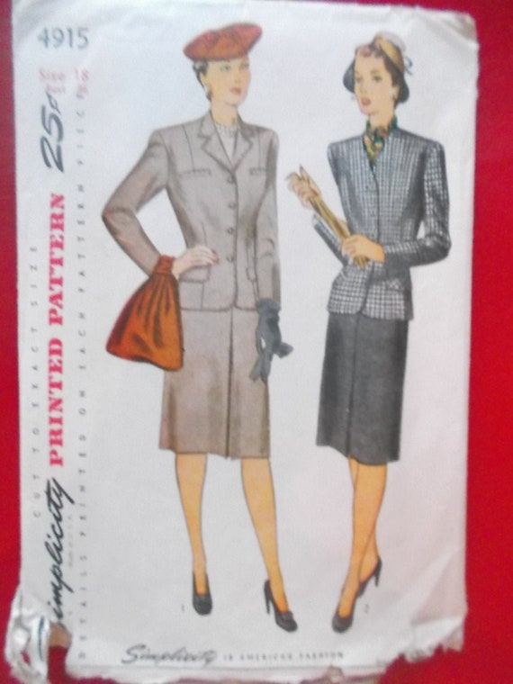UNCUT Pattern Pieces 1940s Fashions Simplicity 4915 Sewing - Etsy