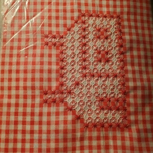 Completed Chicken Scratch Picture Teneriffe Embroidery Schoolhouse Art ...