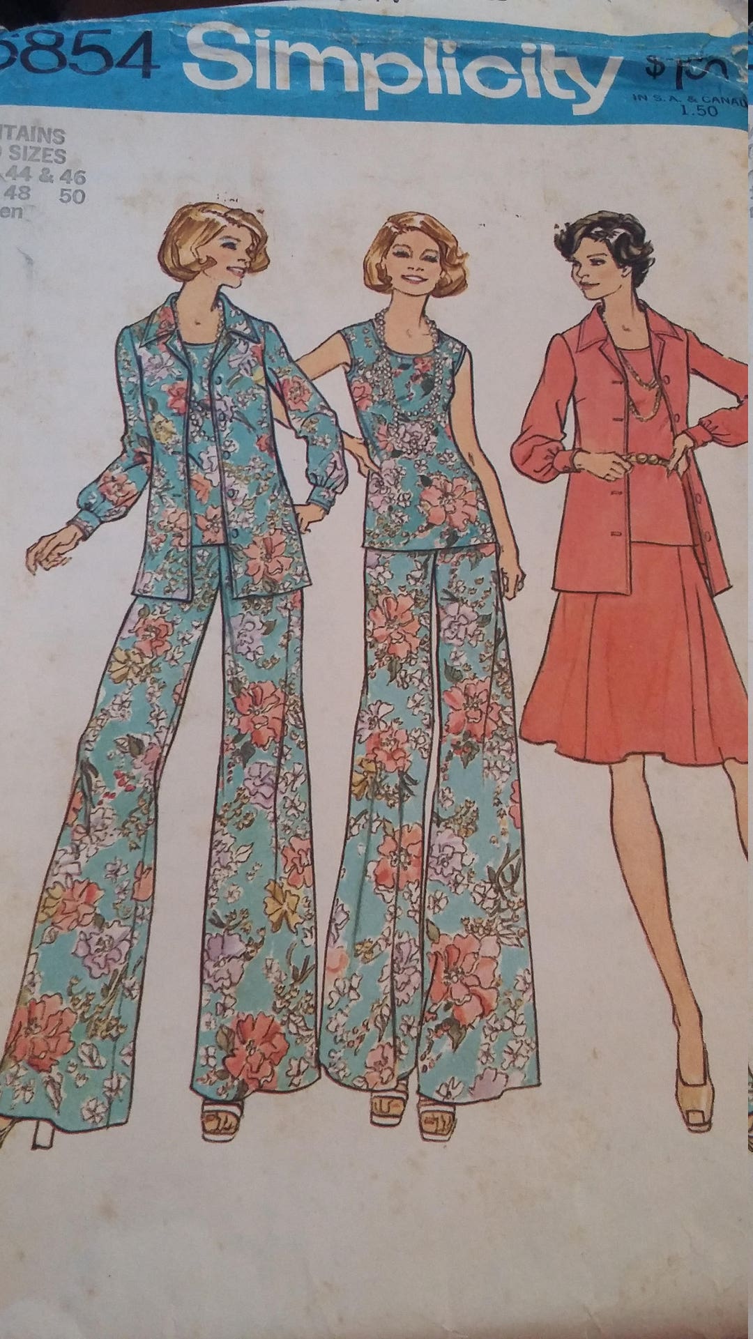 UNCUT and FF Pattern Pieces Vintage Simplicity 6854 Sewing Pattern ...