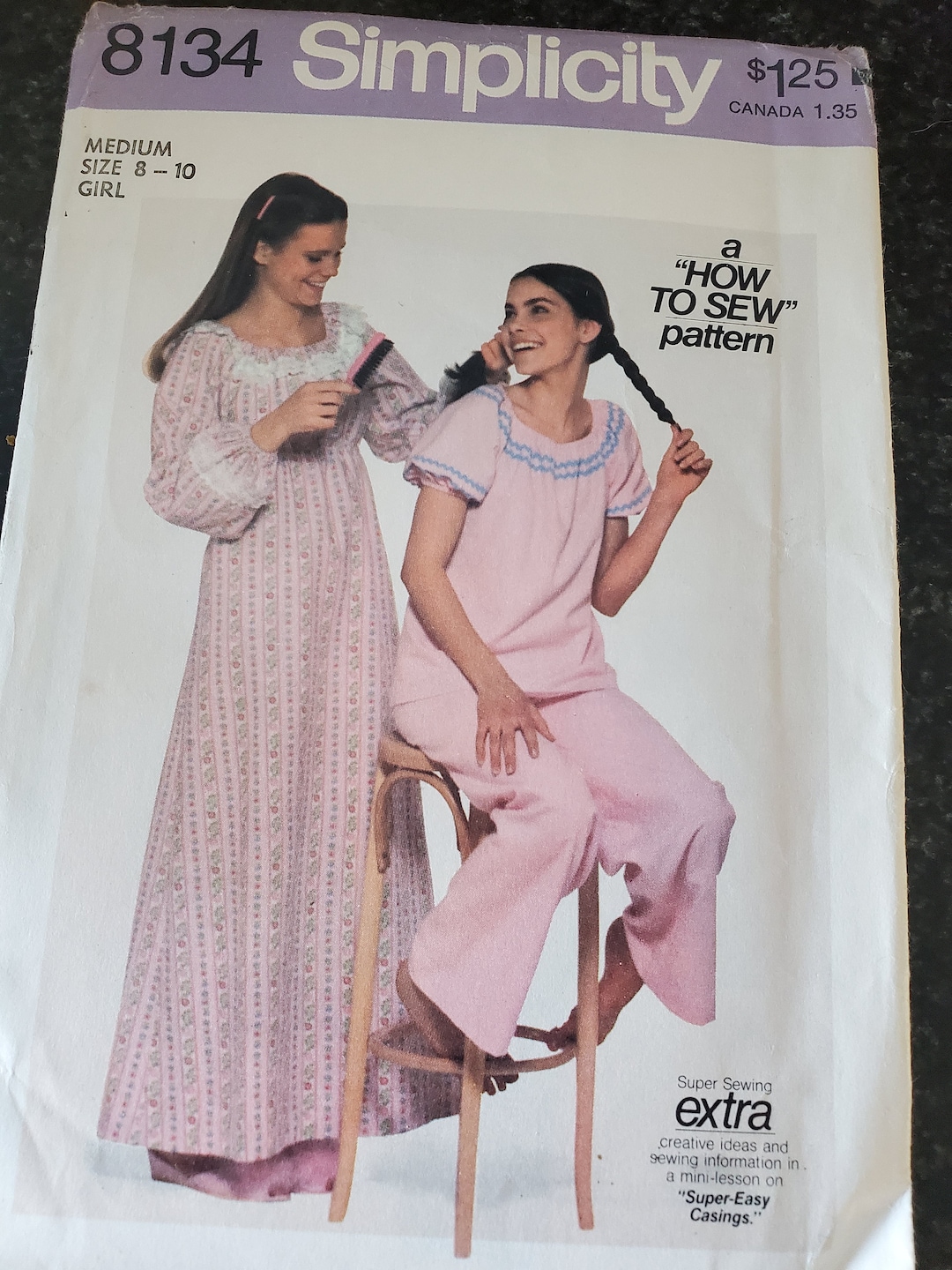 RARE Simplicity 8134 Sewing Pattern Size 8-10 Girls Nightgown and ...