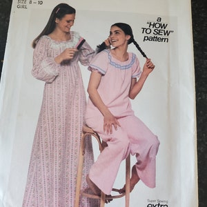 RARE Simplicity 8134 Sewing Pattern Size 8-10 Girls Nightgown and ...
