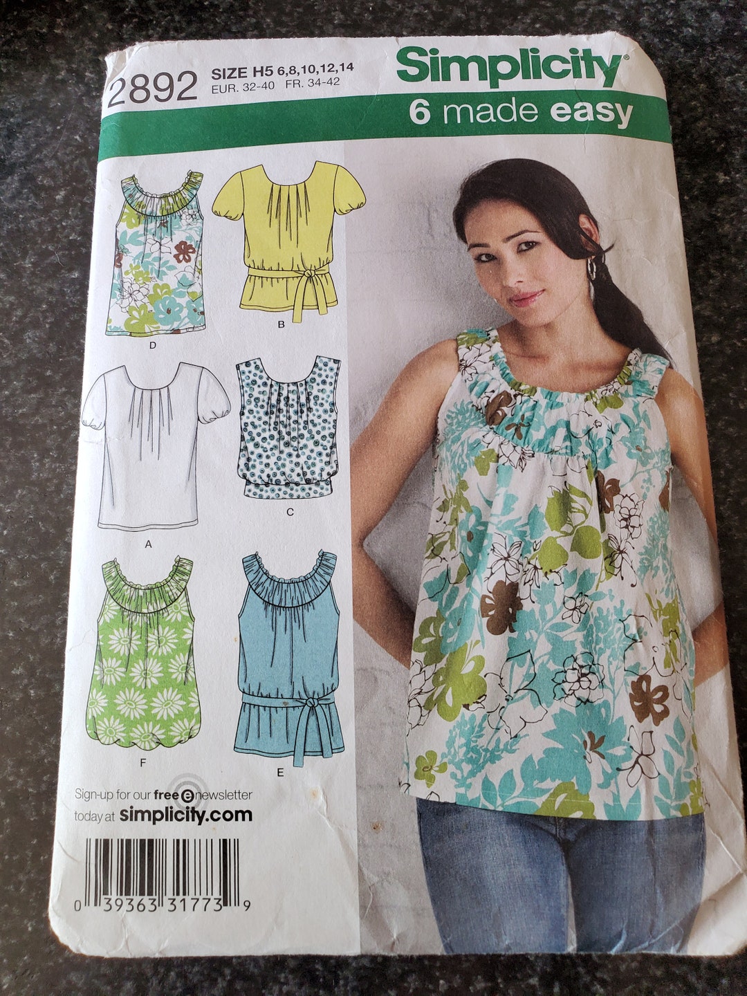 Simplicity 4589 Sewing Pattern Sizes 6-8-10-12 Modern Top With Neckline ...