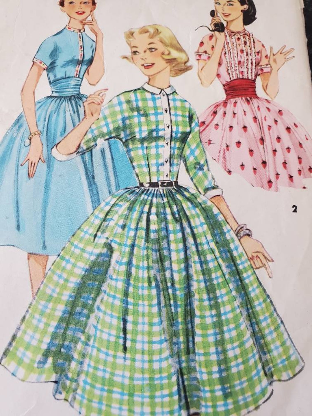 Vintage Simplicity 1698 Sewing Pattern Size 14 Bust 34 One Piece Dress ...