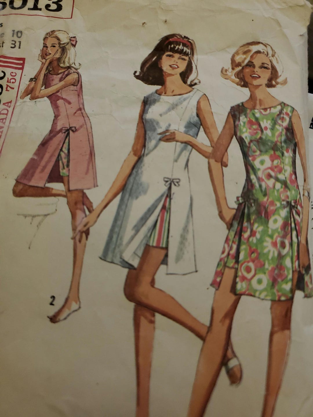 Vintage Simplicity 6013 Sewing Pattern Size 10 Dress Cut Pattern Pieces ...
