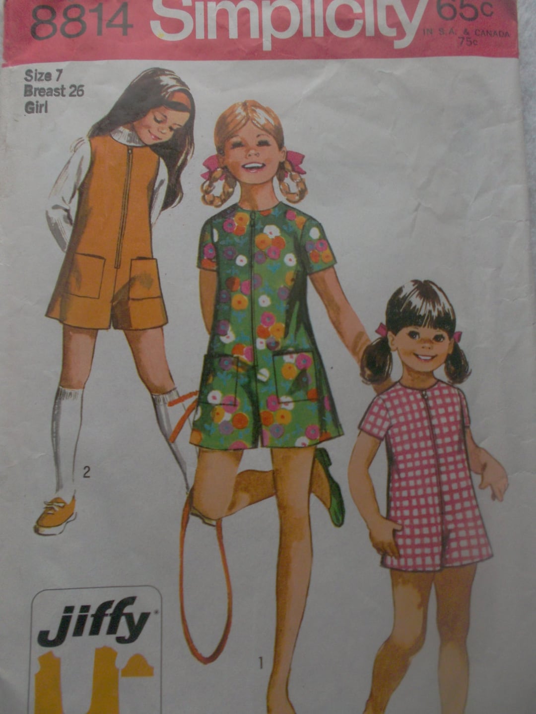 Vintage 1970 Simplicity Sewing Pattern 8814 - Girls Size 7 All 7 Pieces ...