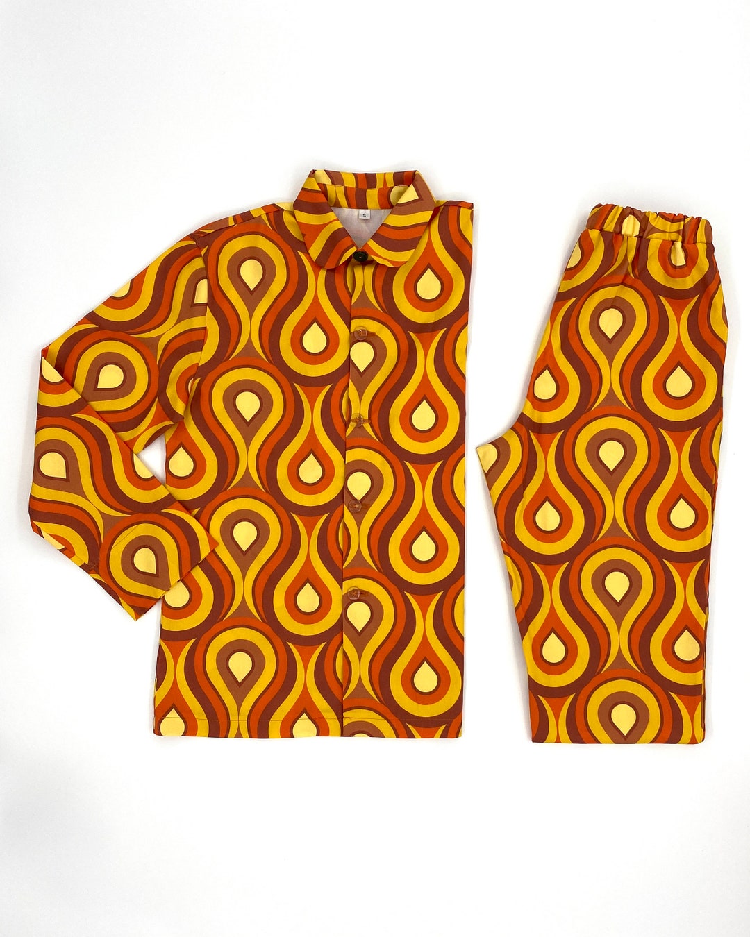 70's Print Pyjama Set. Vintage Style Pajamas. Loungewear for Him and ...