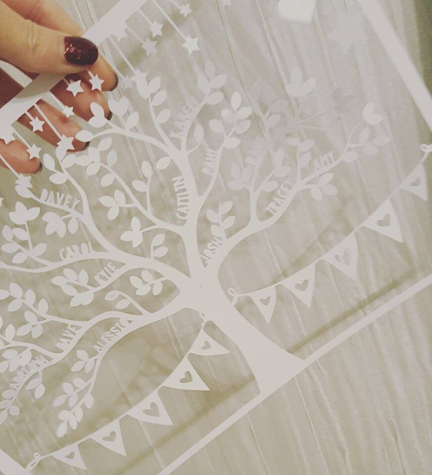 Personalised Paper Cut Family Tree, Family Keepsake, Anniversary Gift ...
