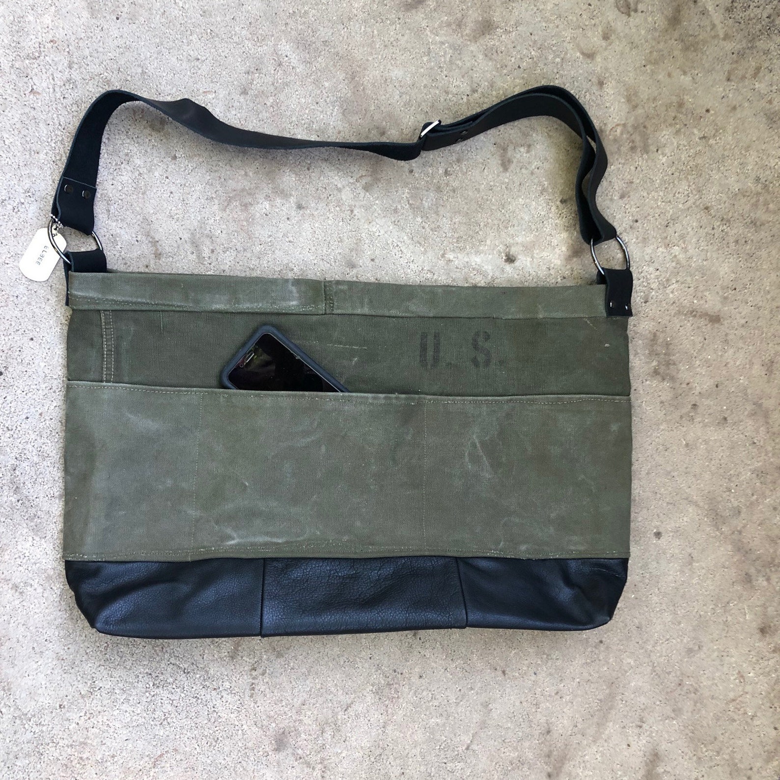 Authentic Re-purposed Military Canvas Leather Tote Bag 015 - Etsy