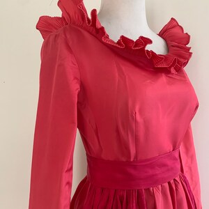 Vintage 1970s Raspberry Pink Ruffled Evening Dress / Vintage 70s ...