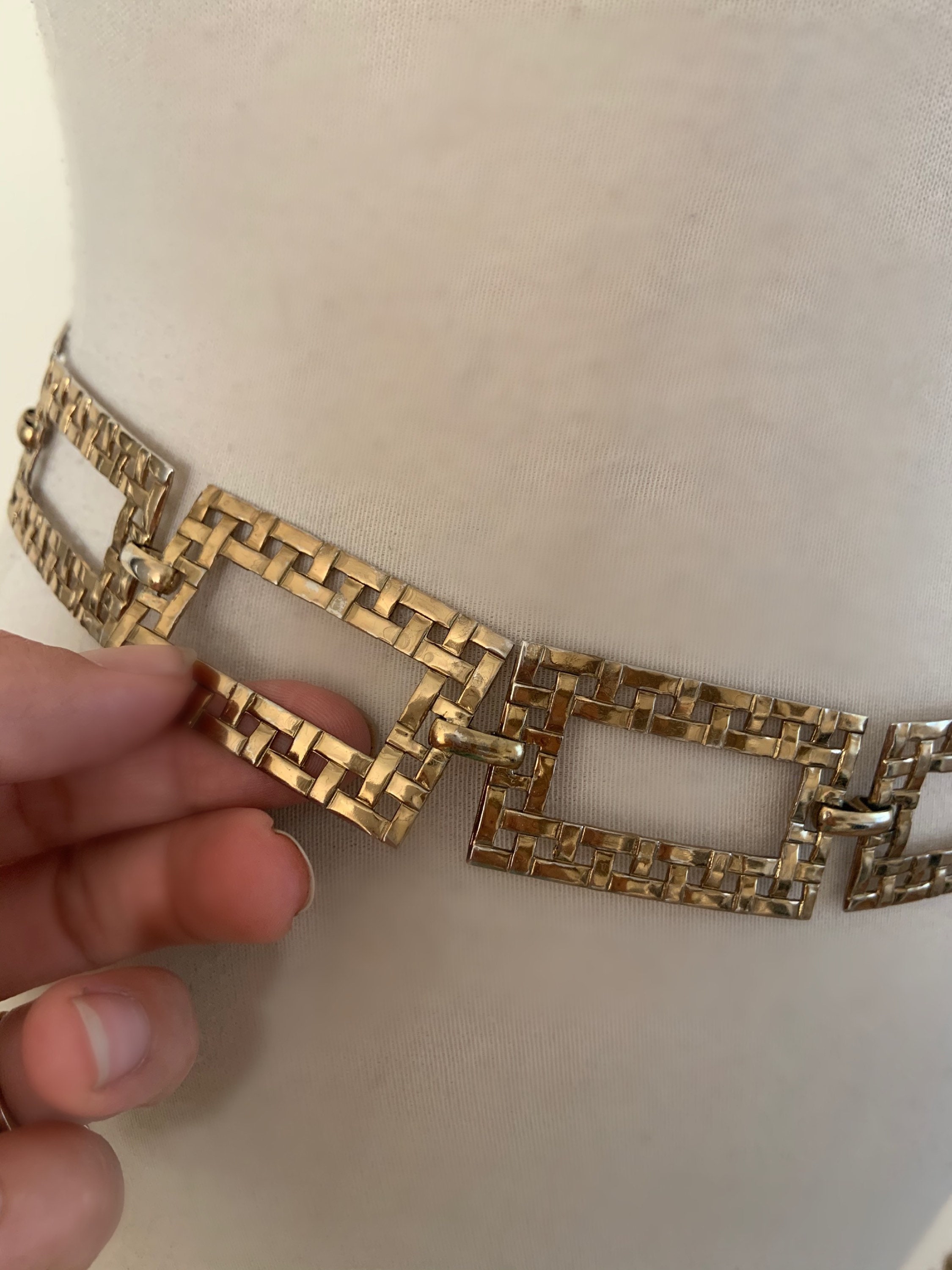 Vintage 1960s Rectangle Chain Belt / Vintage 60s Gold Mod | Etsy