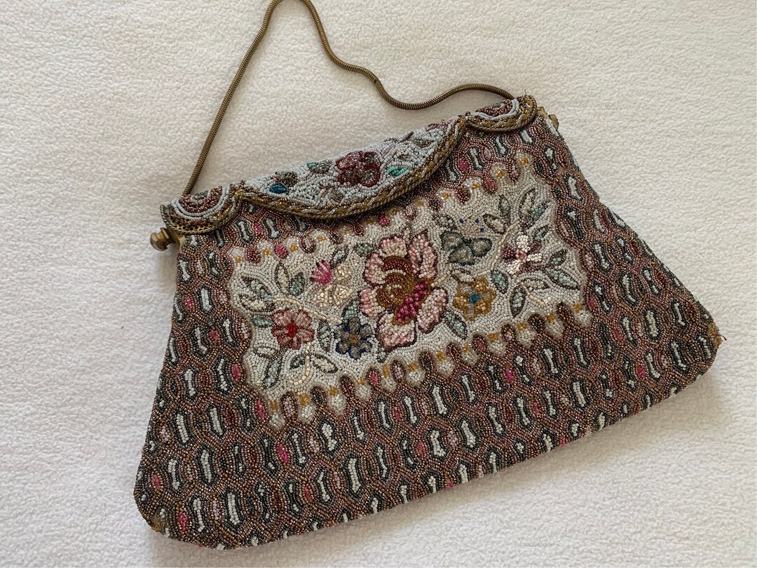 Vintage 1930s 1940s Beaded Evening Bag / Vintage 30s 40s French Beaded ...