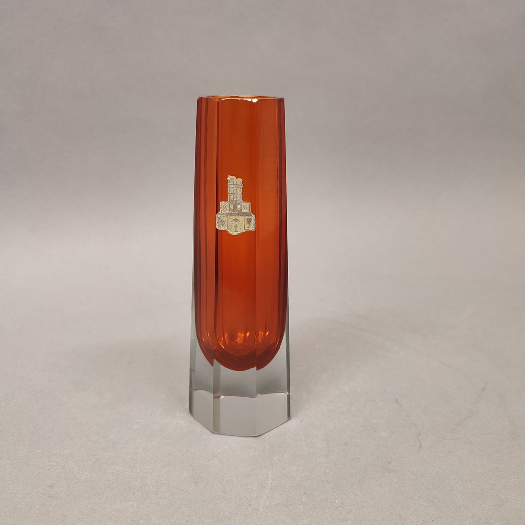Karl Grossmann German Orange Glass Vase Mid Century Germany - Etsy