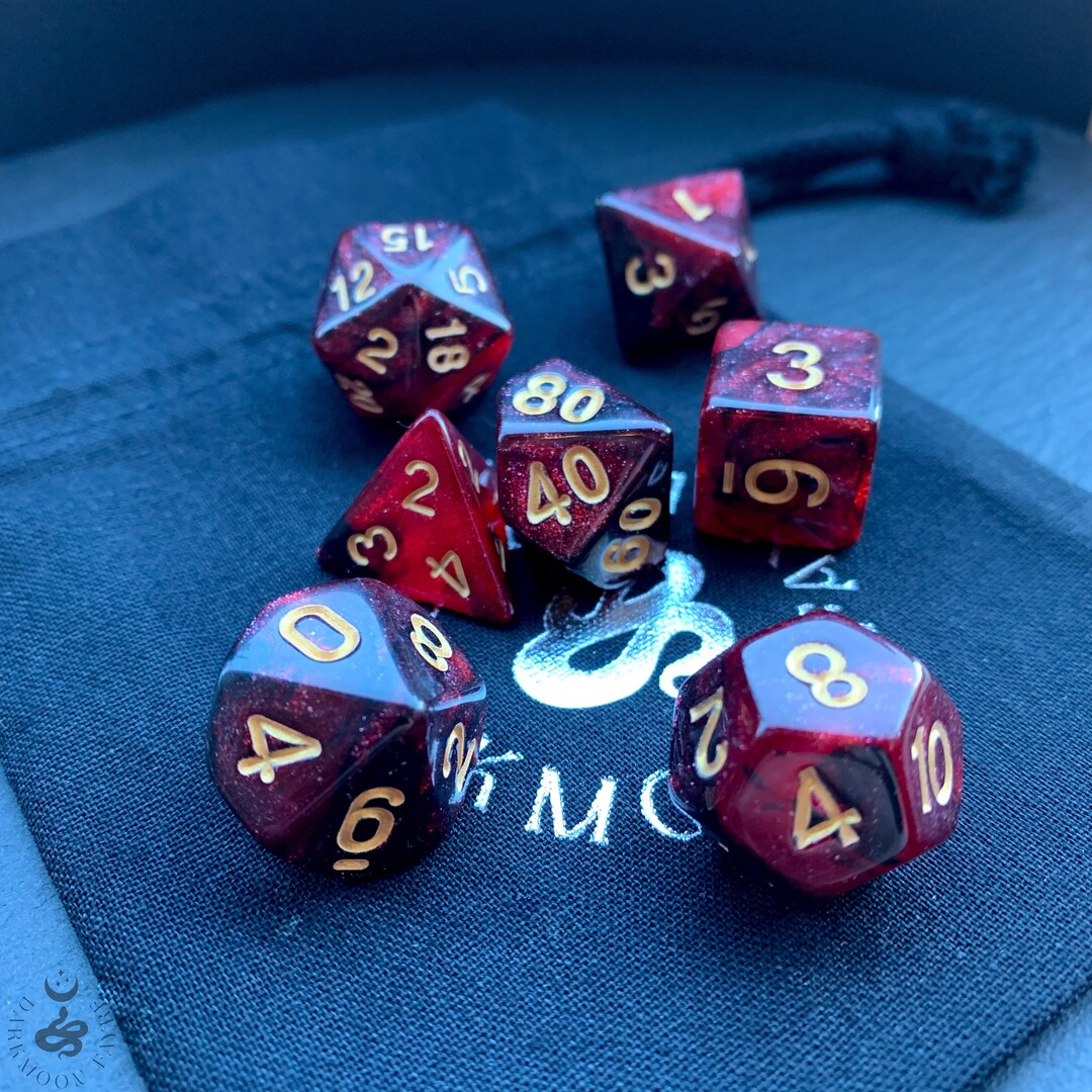 Sorcerers Blood Red and Black D&D 7 Polyhedral Dice Set With A ...