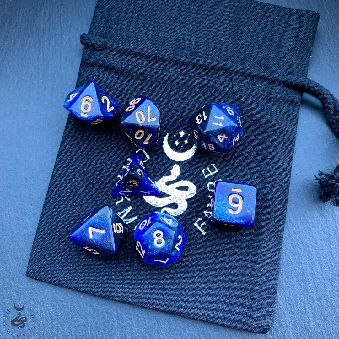 Cobalt Night Sky Wizard D&D 7 Polyhedral Dice Set With A Fairtrade ...