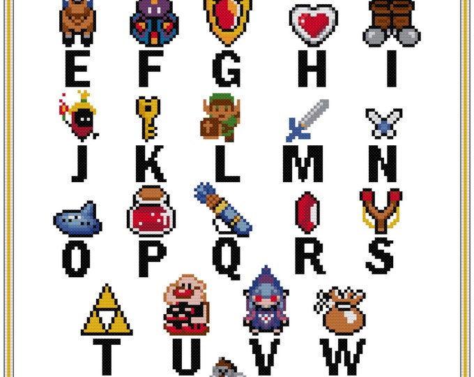 Zelda Alphabet Sampler Cross Stitch Pattern PDF - Etsy