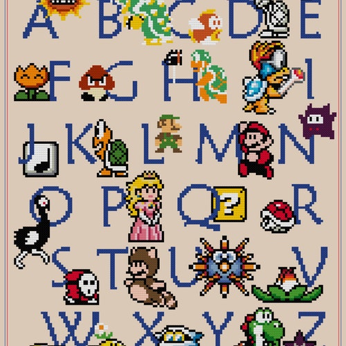 Mario Baby Birth Record Cross Stitch Pattern PDF | Etsy