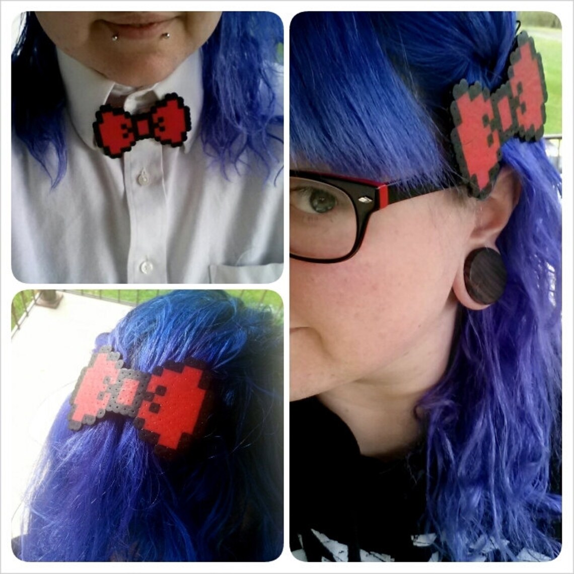 8 bit Hair Bow - 8 Bit avec noeud - noeud - noeud Pixel - 8 Bit Pixel ...