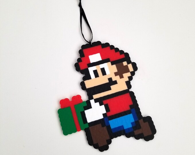 Mario 8 Bit Pixel Christmas Tree Ornament Nerdy Geeky Gamer Christmas ...