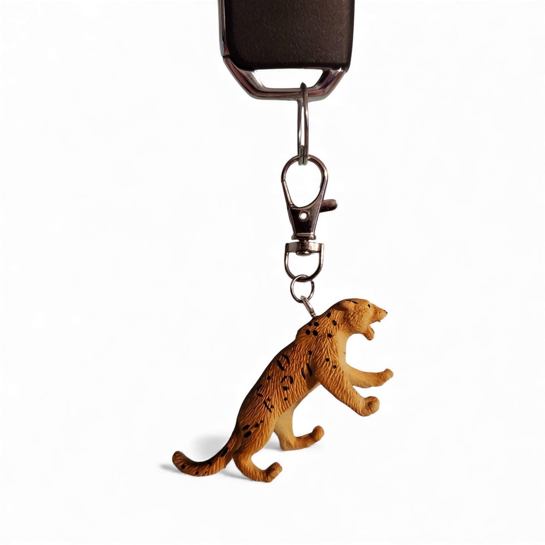 Cheetah Keychain Bag Charm - Realistic Animal Keychain - Etsy