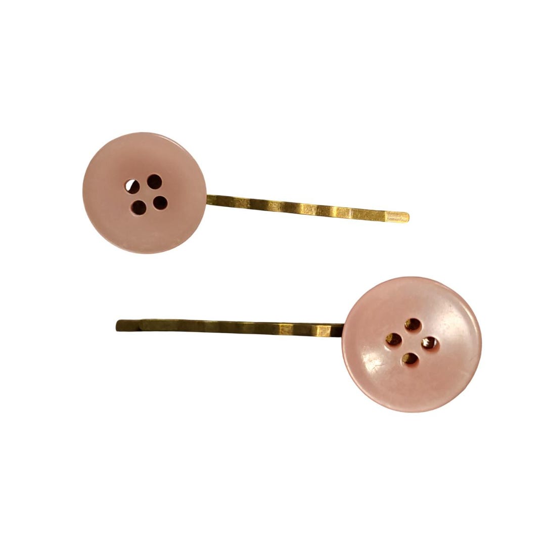 Pink Button Bobby Pins - Indie Vanguard Tailored Grunge More Kei Twee ...