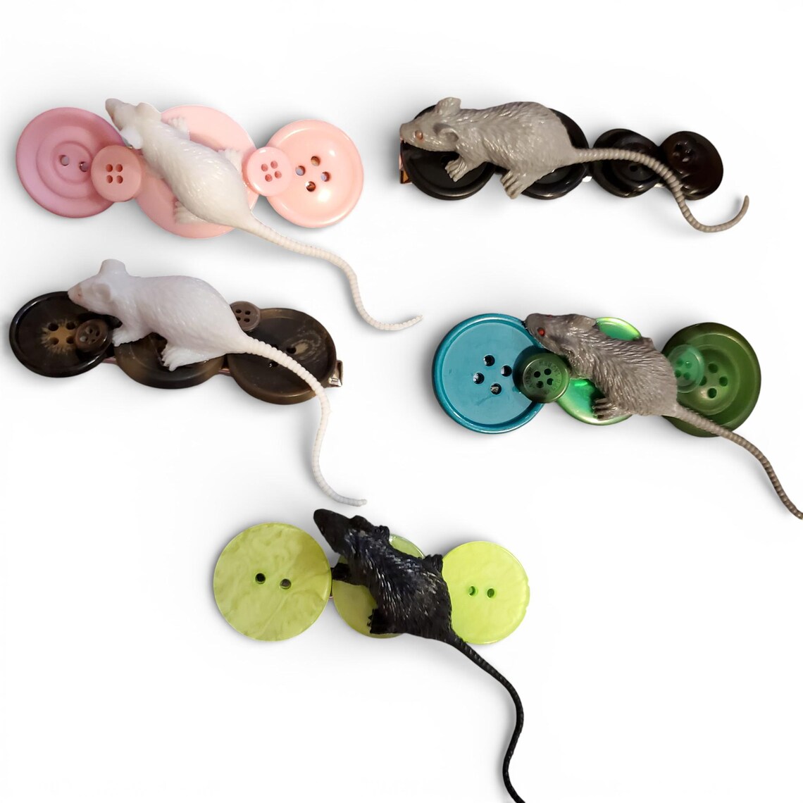 Rat Button Hair Clips - Indie Vanguard Tailored Grunge Goth Whimsigoth ...