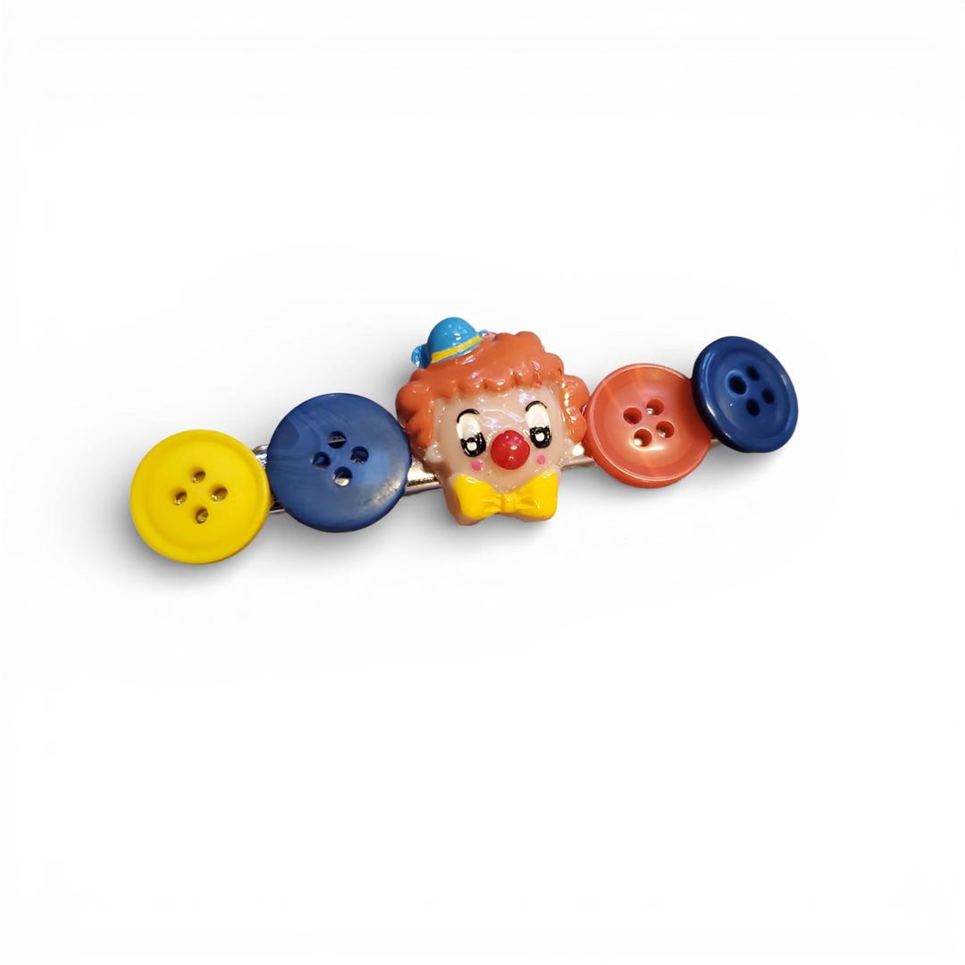 Clown Button Hair Clip - Indie Cutecore Scene Queen Carnivalcore ...