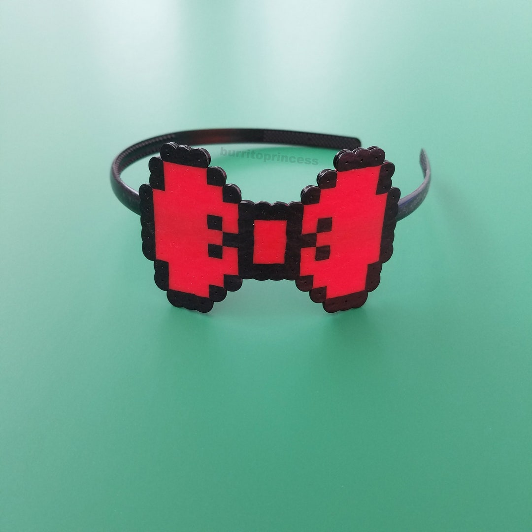 Red Pixel 8 Bit Bow Headband Pixel Bow Hair Accessory Pixel 8 Bit ...