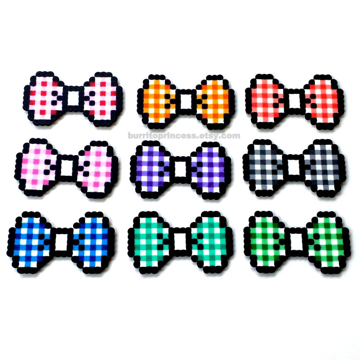 Plaid Hair Bows Plaid Bow Ties 8 Bit Bows 8 Bit Bow Ties | Etsy