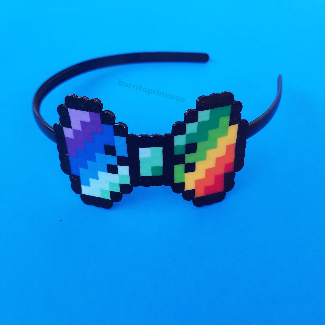Rainbow Pixel 8 Bit Bow Headband - Pixel Bow Hair Accessory - Pixel 8 ...