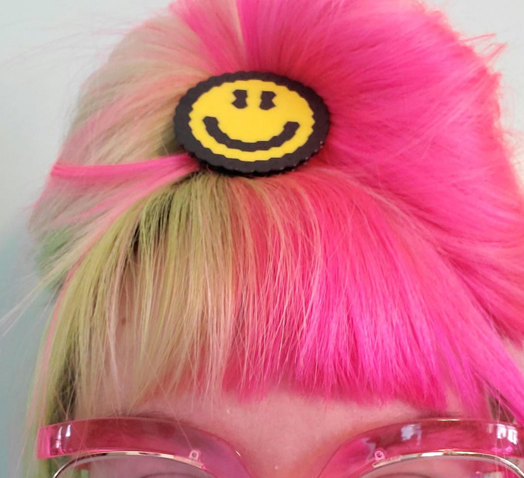 Cute 90s Style Smiley Face Hair Clip - Rave Festival Kidcore Style - Etsy