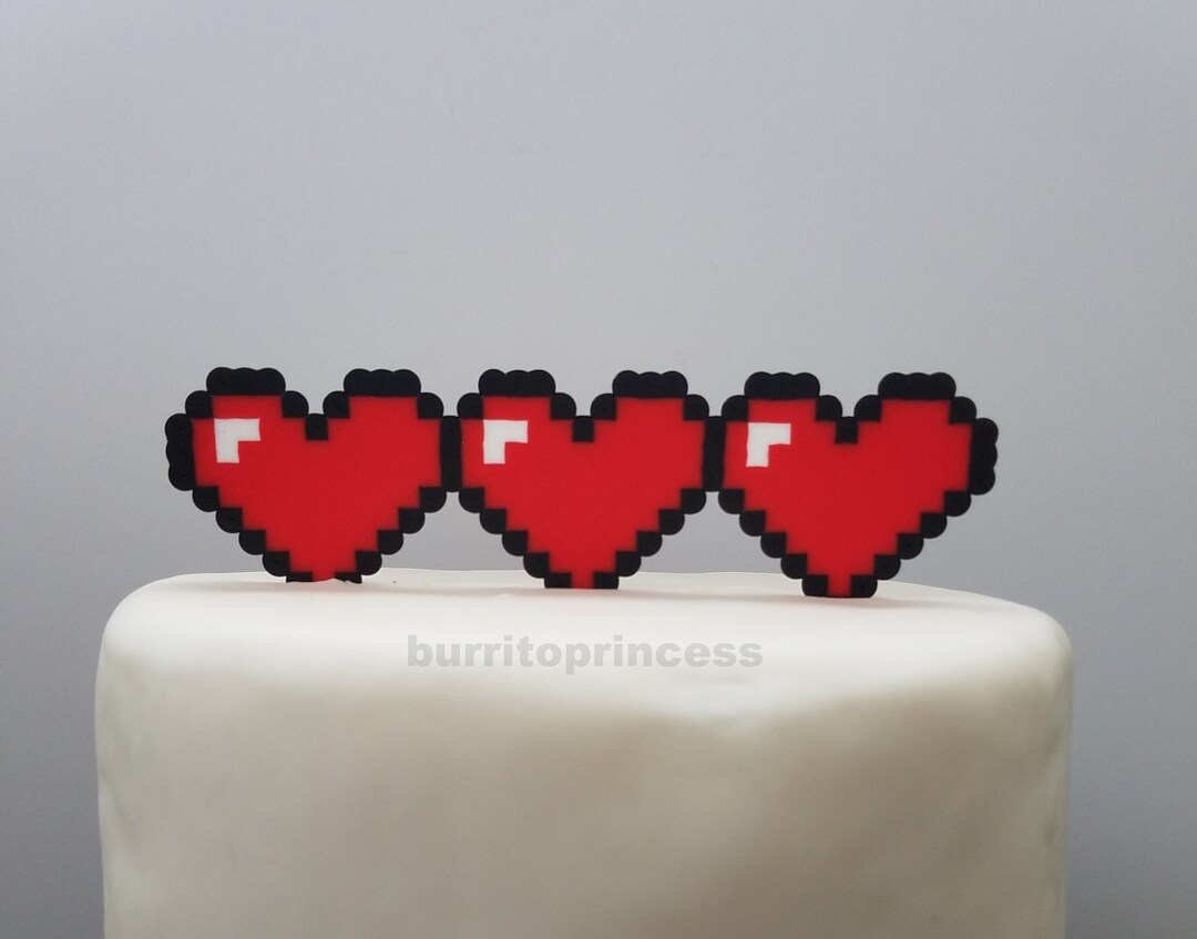 Heart Meter Cake Toppers - 8 Bit Pixel Wedding Cake - Video Game ...