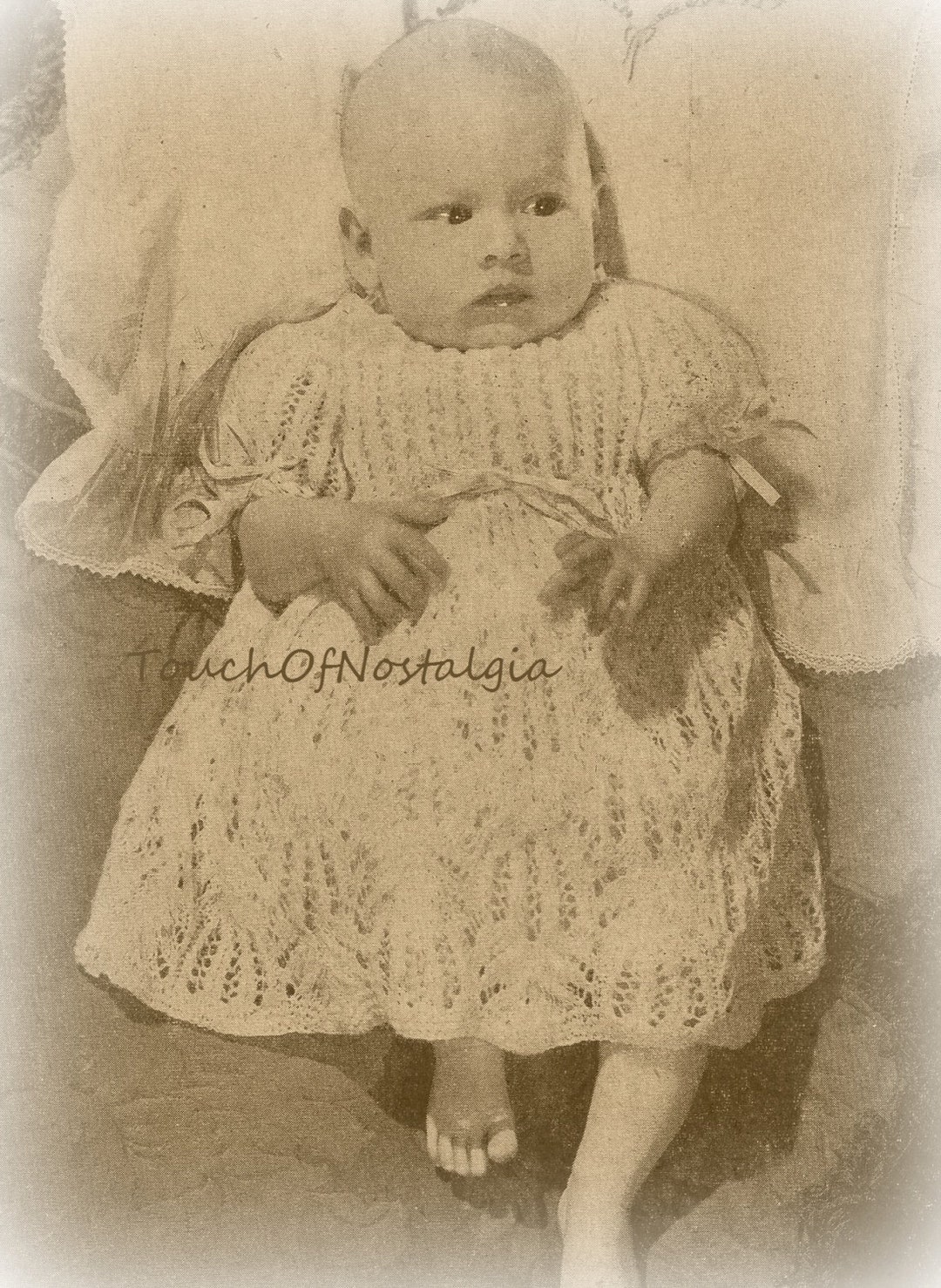 HEIRLOOM Baby DRESS Knitting Pattern Delicate Lace Baby Frock/ Puffy ...