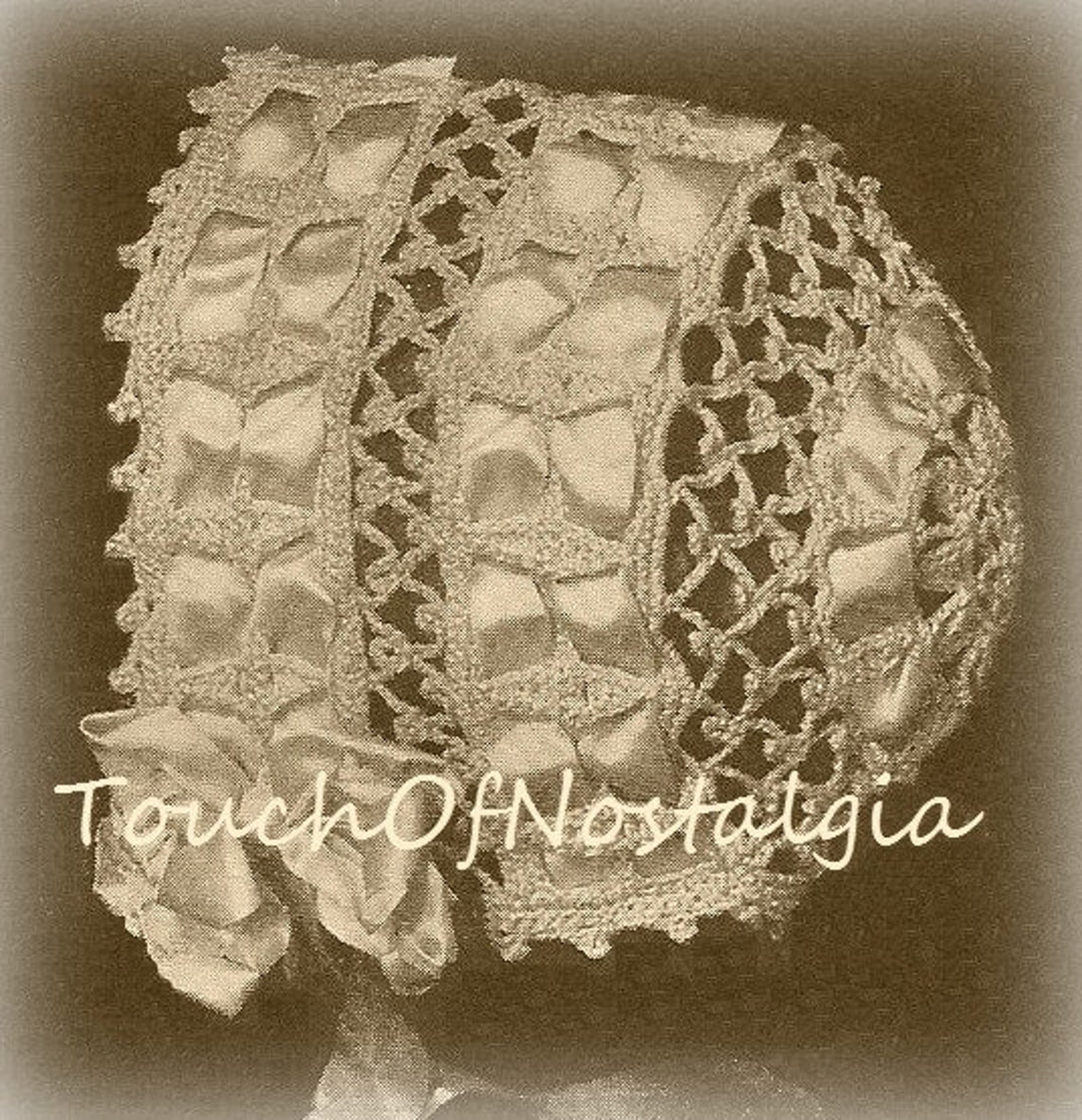 DAINTY Baby BONNET Antique Crochet Pattern - Heirloom Beribboned Baby ...