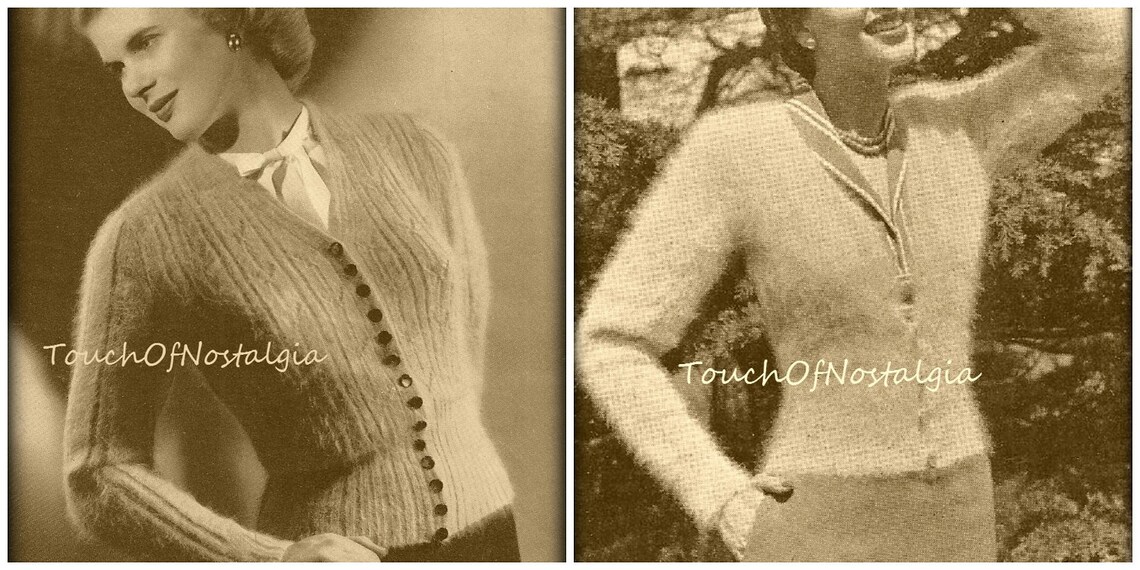2 ANGORA Cardigan Sweater Knitting Patterns Timeless ANGORA Sweaters ...