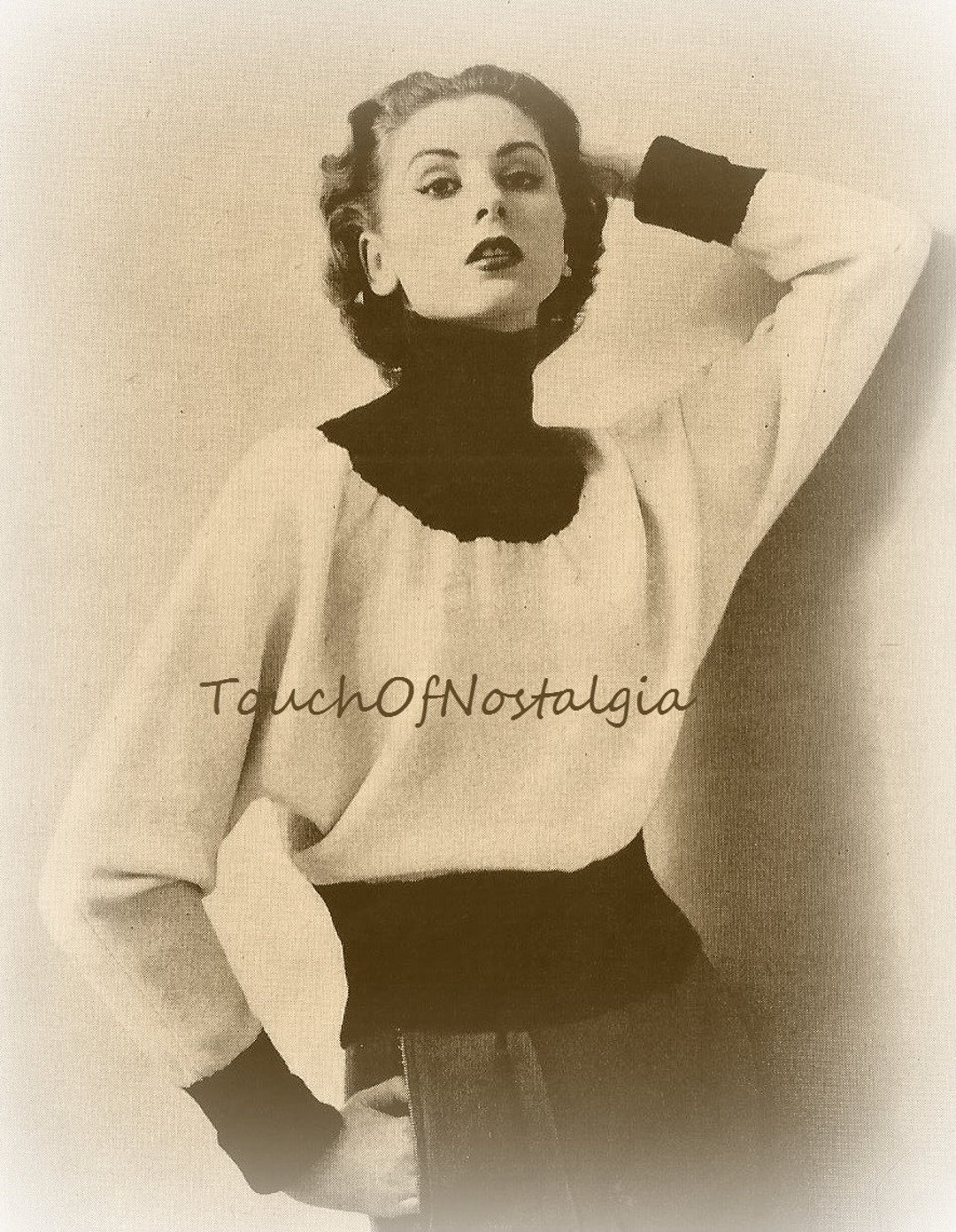 High-neck SWEATER Vintage Knitting Pattern Elegant CLASSIC LINES ...